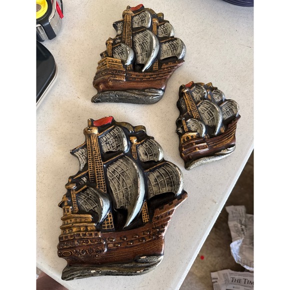 Wall Decor | Vintage Nautical Pirate Ship Wall Decor 3d Galleon Plaques ...